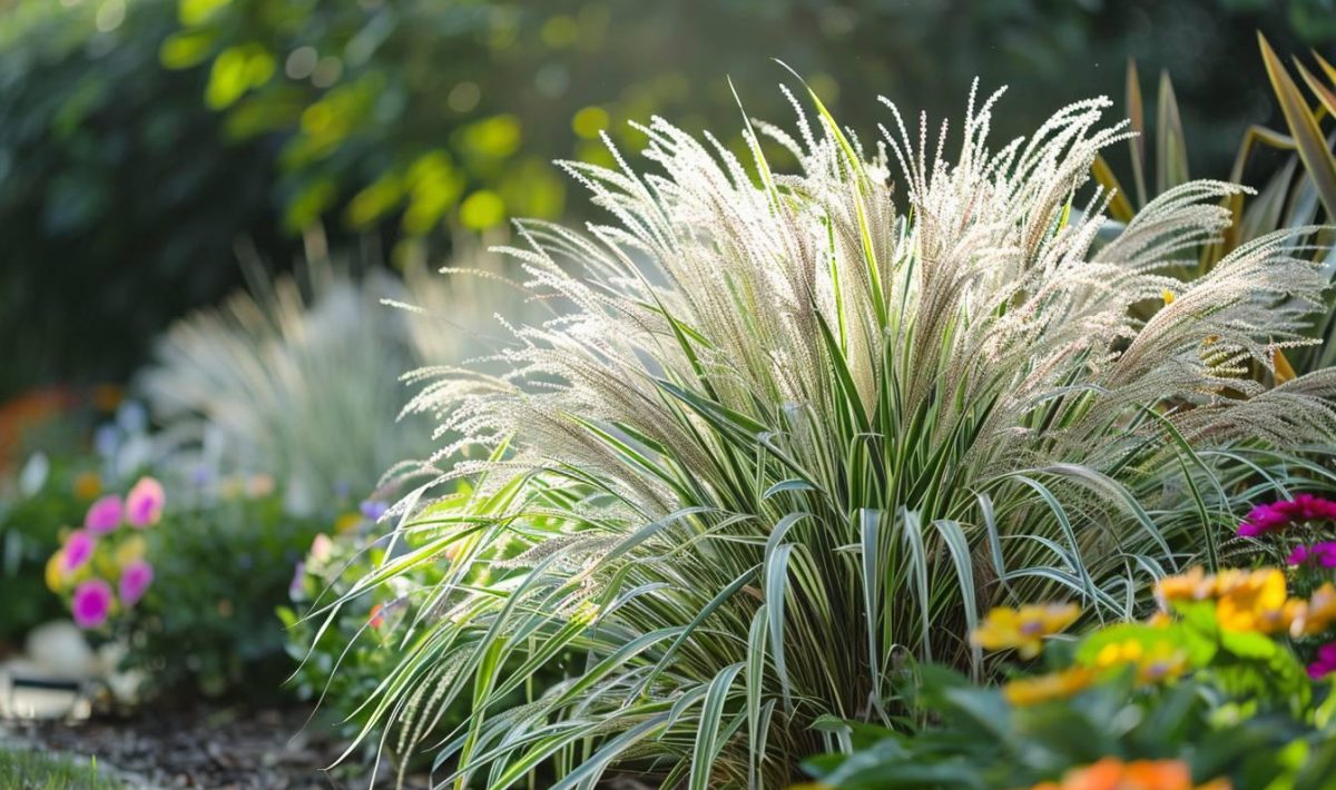 Miscanthus morning light grass : Elegant ornamental for gardens
